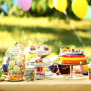 Happy Will 5 Sets 3 Tier Crown Cake Stand Fruit Cake Plate Handle Fitting Hardware Rod Stand Holder with Stylus Silver (Plates Not Include)