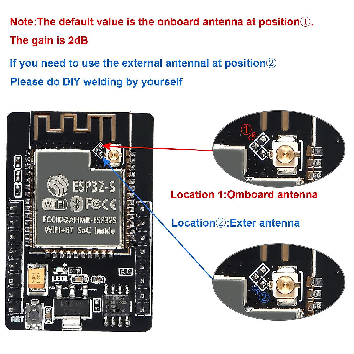 Diitao 2PCS ESP32-CAM-MB WiFi Bluetooth Board + Micro USB to Serial Port CH340G 4.75V-5.25V with OV2640 2MP Camera(ESP 32 CAM MB)
