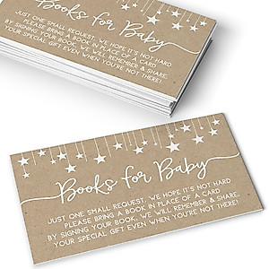 Printed Party Baby Shower Bring a Book Insert Cards, Rustic Kraft, Set of 25