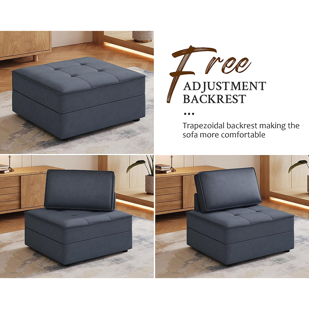 PaPaJet Sectional Sofa, 6 Seater Modular Sectional Couch- Convertible U Shaped Sectional Sofa Couch, 32" Seat Depth Oversized Couch for Living Room, Office (Velvet,Grey)