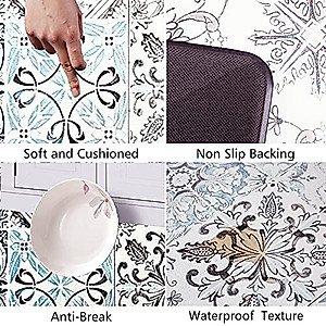 Kitchen Mat Set, Anti Fatigue Set of 2 Waterproof Cushioned Soft Kitchen Rugs Non-Slip Back Comfort Floor Mats Washable Oil Proof Doormat Bathroom Runner Area Rug Carpet
