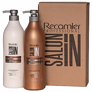 Recamier Saloon In Hydra Repair Shampoo & Conditioner Set Dry And Damaged Hair | SalonIn Cabello Secos Y Dañados Hidrata Nutre Y Repara Instantáneamente Kit 33.8Oz-1000ml