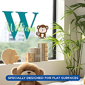 CRYPTONITE Personalized Name Jungle Animals Vinyl Wall Decor I Nursery Wall Decal for Baby Boy & Girl Decoration I Stickers for Kids I Multiple Options for Customization (D. Monkey)