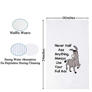 PXTIDY Funny Donkey Gift Never Half Ass Anything Always Use Your Full Ass Donkey Funny Kitchen Bar Tea Towels Friend Coworker Sarcasm Gag Gift