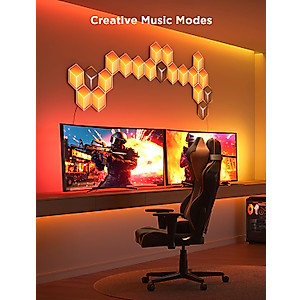 Govee Glide Hexagon Light Panels Ultra, 3D Wall Lights with DIY, RGBIC LED Gaming Lights for Wall, LED Lights for Gaming Setup with 129 Lamp Beads, Works with Alexa, 10 Pack, Lunar White