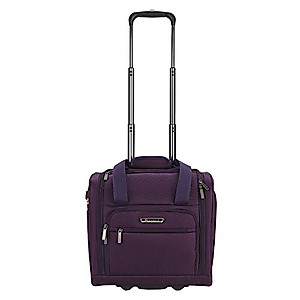 TPRC 15-Inch Smart Under Seat Carry-On Luggage with USB Charging Port, Telescoping Handles, Purple, Underseater