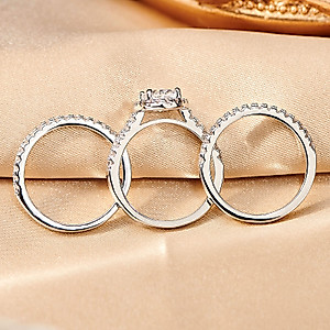 SweetJew Wedding Rings For Women Oval Halo AAAAA Cubic Circonia Silver Bridal Engagement Rings Size-9