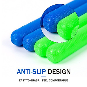 5A Nylon Drumsticks for Kids Adults: Light Durable Drum Sticks Blue Green with Anti-Slip Handles for Electronic Drums Exercise Percussion Accessories (2 Pairs)