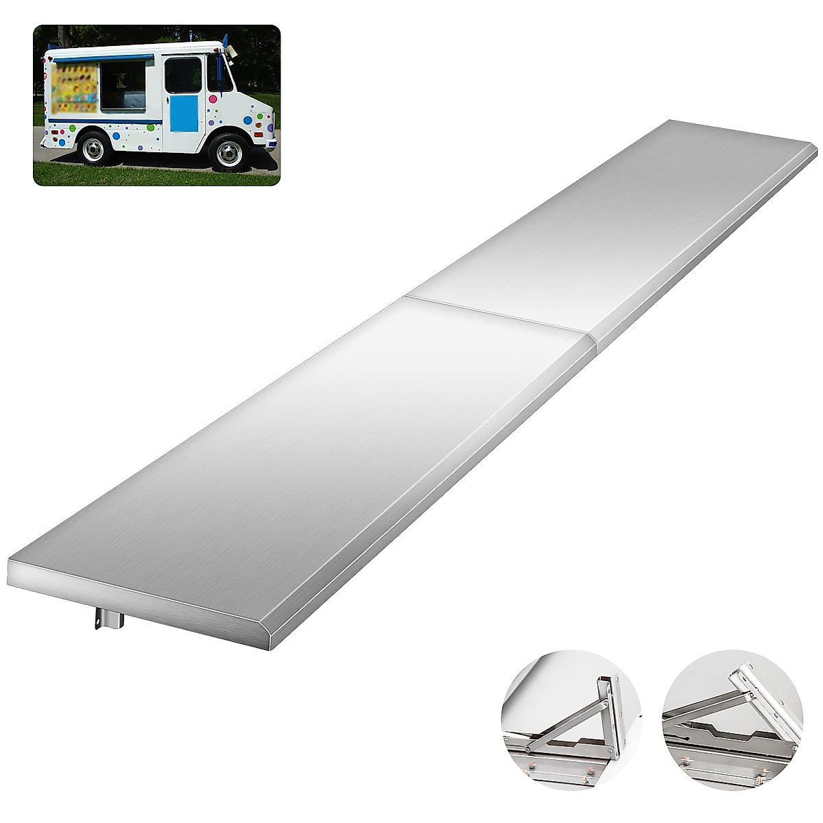 Hasopy Concession Shelf, Stainless Steel 48L x 12W Drop Down Folding Serving Food Shelf Stand Serving for Concession Window