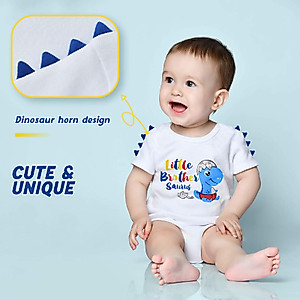 Little Brother Saurus Bodysuit Baby Boys’ Dinosaur Newborn Romper Gift (White, 3-6 Months)