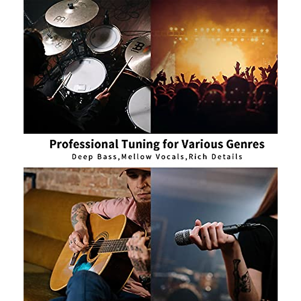 CCZ Melody in Ear Monitor, Dynamic Hybrid Dual Driver in Ear Earphones 1BA+1DD HiFi Wired Headphones Musicians IEM Upgrade Deep Bass Suitable for Bass Vocals Pop Folk ACG (No MIC, Transparent)