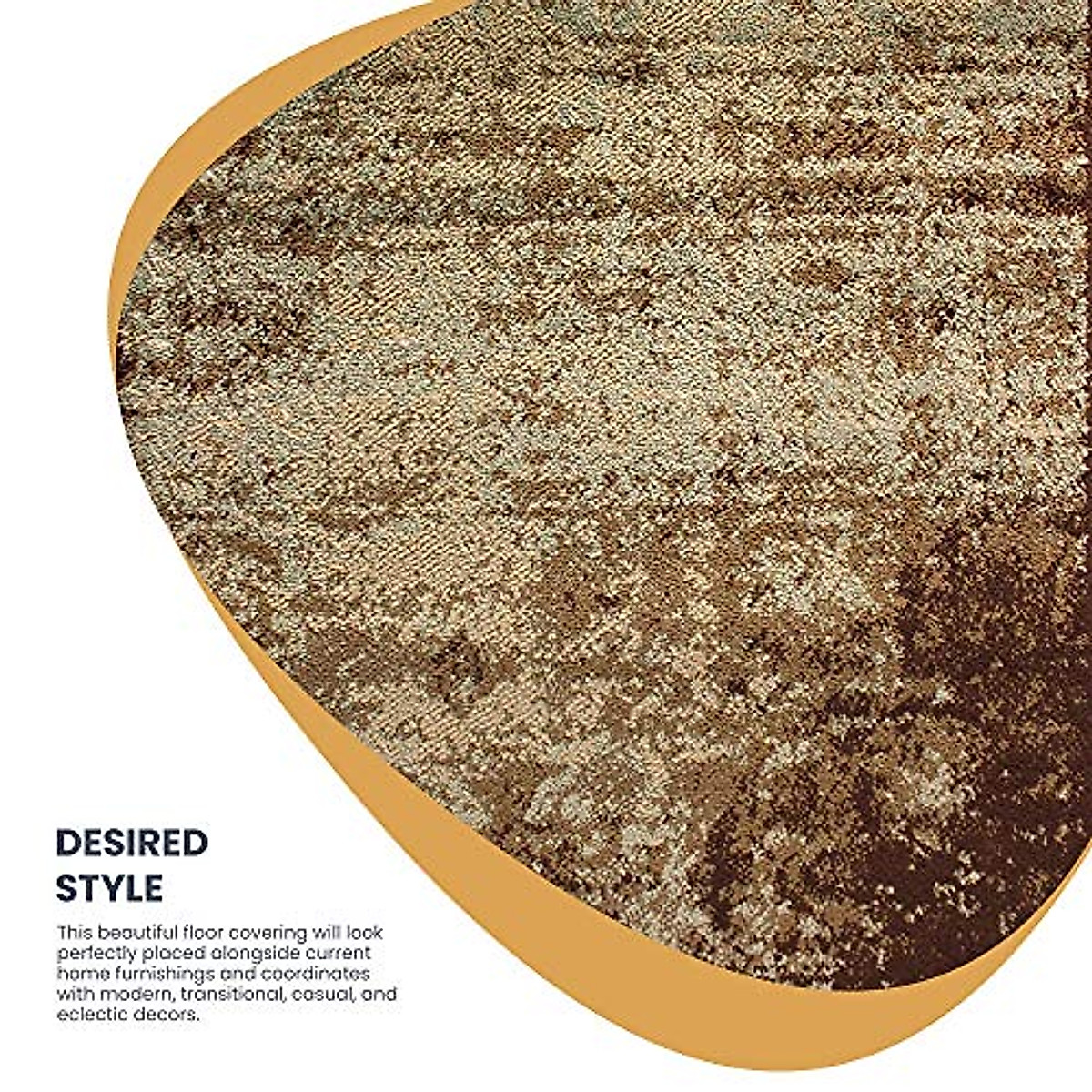 BNM Small Indoor Area Rug, Perfect for Living Room, Entryway, Basement, Bedroom, Kitchen, Office, Modern Floor Cover, Jute Backing, Acid Wash Abstract Indoor Area Rug, 4' x 6', Auburn