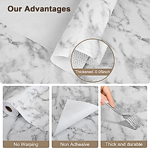 Non-Adhesive Drawer and Shelf Liner 12IN x 20FT，Non Slip Cabinet and Cupboard Liner, Kitchen Cabinet Liners for Shelves, Waterproof Drawer Shelf Liners for Cabinets/Bathroom Cupboard, Marble Pattern