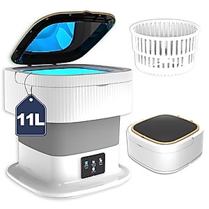 SWOJG Mini Portable Washing Machine with Spin Dry, 11L Small Lavadora Portatil, 3 Modes Compact Washer Deep Cleaning for Baby Clothes, Underwear, Socks, Apartment, Dorm, RV Camping Travel Laundry