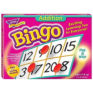 Trend Enterprises: Addition Bingo Game, Exciting Way for Everyone to Learn, Play 6 Different Ways, Great for Classrooms and at Home, 2 to 36 Players, for Ages 6 and Up
