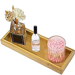 Bamboo Vanity Tray,Bamboo Tray for Bathroom,Small Tray for Dresser Counter, Toilet Tank Top Decorative Tray - Holds Small Items, Makeup Candle Perfume Ring Earring Soap Dispenser(Bamboo Tray 1 Piece)