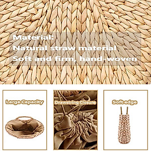 Womens Large Straw Bags Beach Tote Bag Handwoven Hobo Bag Summer Beach Bag Straw Handbag (Brown)