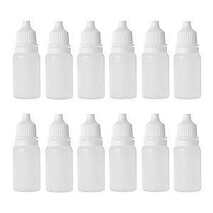 UPSTORE 12PCS 30ml 1oz Empty Plastic Squeezable Eye Liquid Dropper Bottles Drop Jars Squeeze Eye Dropper Container with Screw Caps and Plugs