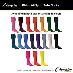 Champion Sports Rhino® All Sport Socks - Machine Washable Sport Sock - for Baseball, Football, Soccer - Cushioned Tube Sock - Stay-in-Place Fit - Size M/8.5-10 - Purple