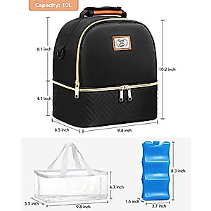 Lekereise Breast Pump Bag Backpack with Cooler, Wearable Pumping Bag with 2 Ice Packs Fits 6 Bottles, Portable Storage Bag for Work, Travel-Black