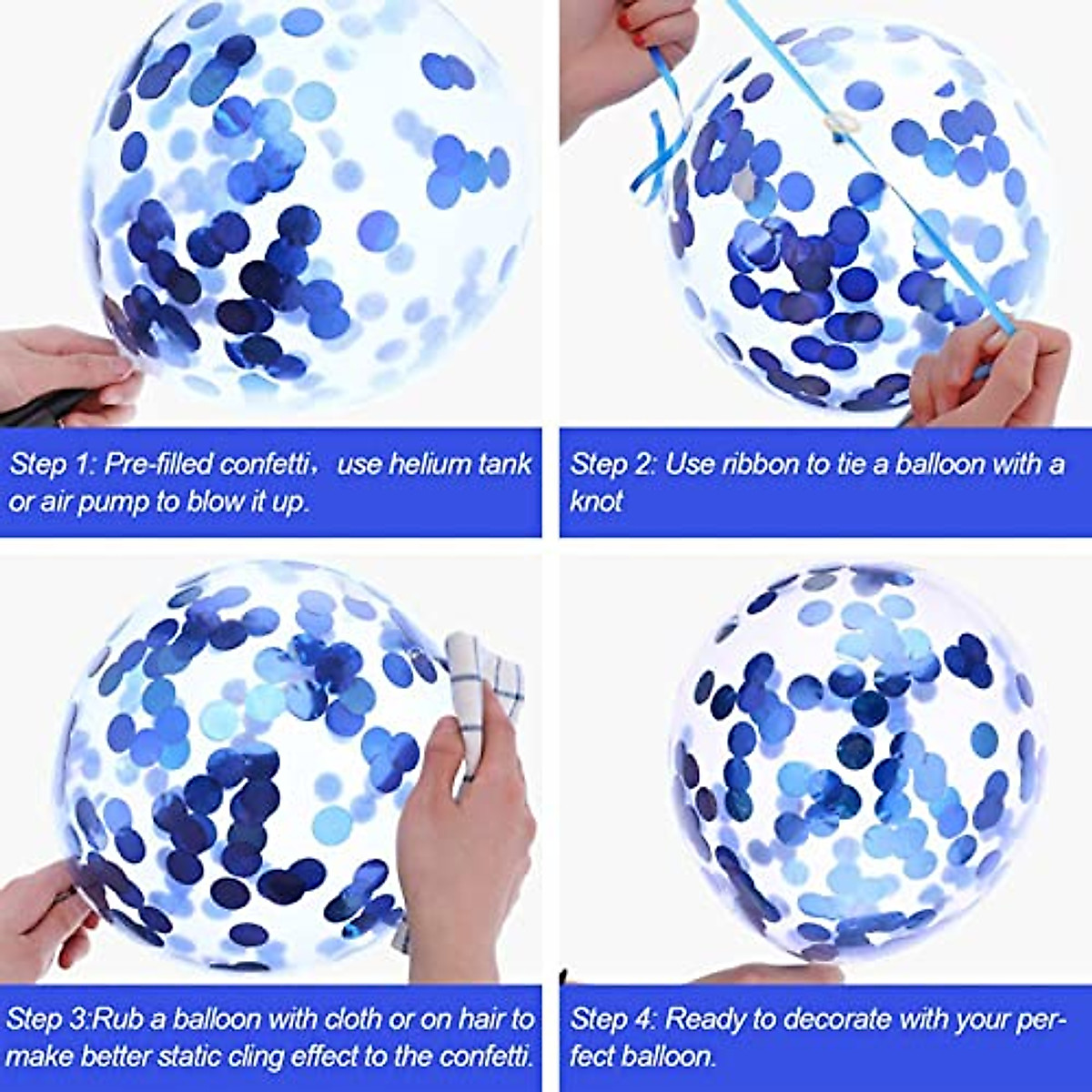 Blue Balloons set - 60 Pcs Latex Balloons, Used as Birthday Balloons Gender Reveal Party Wedding Party Decoration Halloween or Christmas, Support Helium or Air Use (Blue,12 Inch)