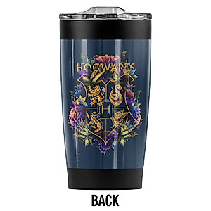 Harry Potter Hogwarts Colored Floral Crest Stainless Steel Tumbler 20 oz Coffee Travel Mug/Cup, Vacuum Insulated & Double Wall with Leakproof Sliding Lid | Great for Hot Drinks and Cold Beverages