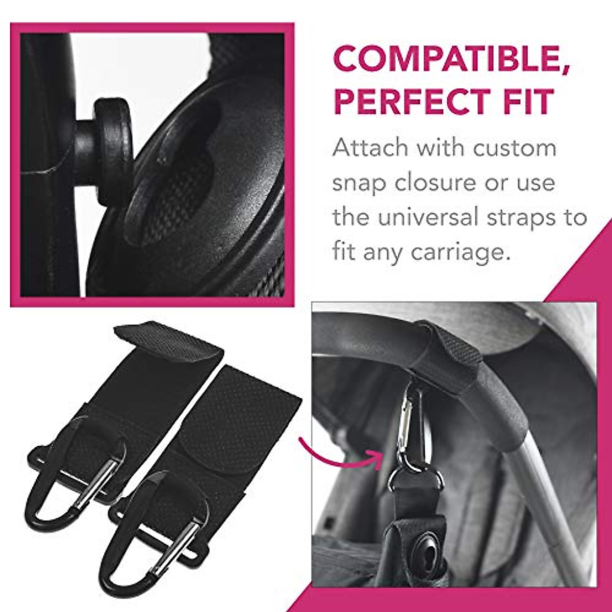 Baby & Beyond's Essential Bag, Compatible with Doona Car Seat Stroller, with additional hooks and straps to be compatible with any universal stroller, Converts into Tote Diaper Bag