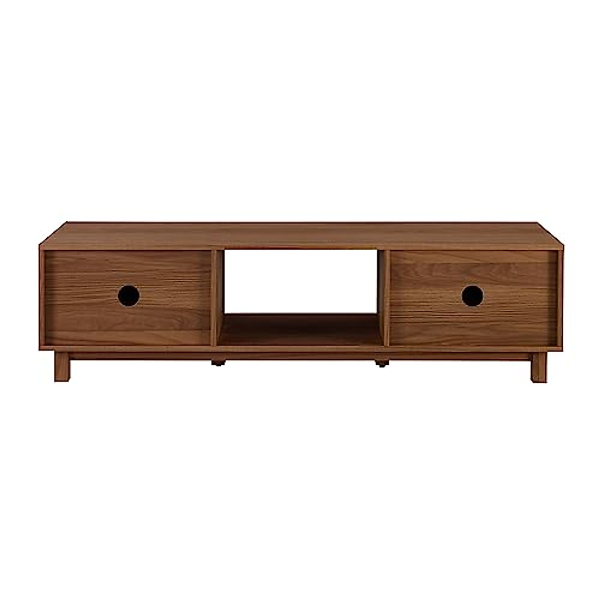 Walker Edison Walton Modern Fluted-Door Low Stand for TVs up to 65 Inches, 58 Inch, Mocha