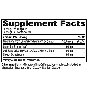 OLLY Combat Cravings, Metabolism & Energy Support Supplement, Chromium, Green Tea, Goji Berry, Ginger - 30 Count