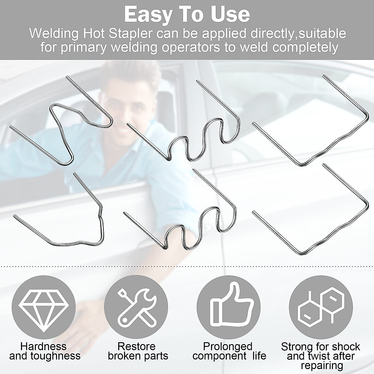 3600 Pcs Hot Staples Plastic Welding Repair Hot Staplers Car Auto Bumpers Welding Repair Staplers Plastic Welder Staples Welding Staples Repair Tool Kit for All Cars 0.8 mm 0.6 mm (Multi Styles)