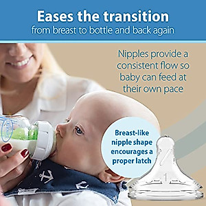 Dr. Brown's Natural Flow Anti-Colic Options+ Wide-Neck Glass Baby Bottle 5 oz/150 mL, with Level 1 Slow Flow Nipple, 1 Pack, 0m+