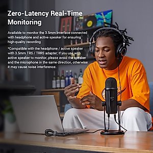 SmallRig U60 All Metal USB Microphone PC Streaming Microphone, Gaming Mic for PC,PS5 & Mac, 4 Pickup Patterns, Shock Mount and Adjustable Stand, Gain Control for Recording, Plug and Play, Black - 3466