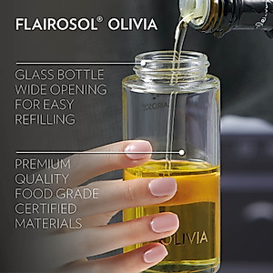 FLAIROSOL OLIVIA. The Original Advanced Oil Sprayer for Cooking, Kitchen, Salads, BBQs, Continuous Spray with Portion Control, Trusted by Chefs. Patented Technology. (Glass Bottle, 130ml/4.4 oz)