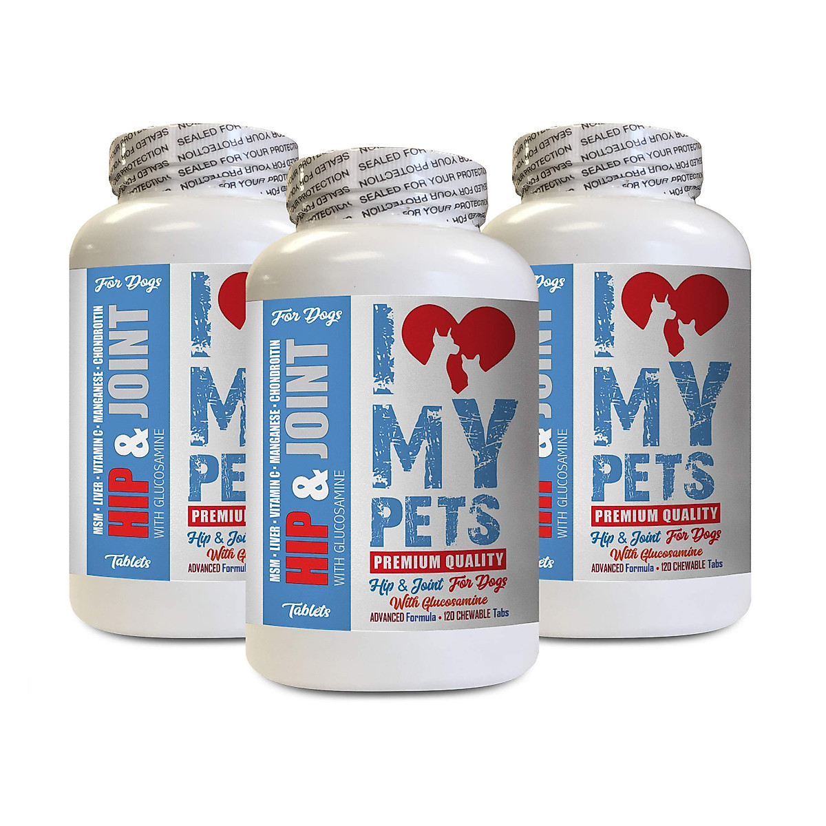I LOVE MY PETS LLC Dog Joint Supplement Chews - Dog Hip and Joint Support - MAX Strength Formula Chews - Dog chondroitin and glucosamine Combination - 360 Treats (3 Bottles)