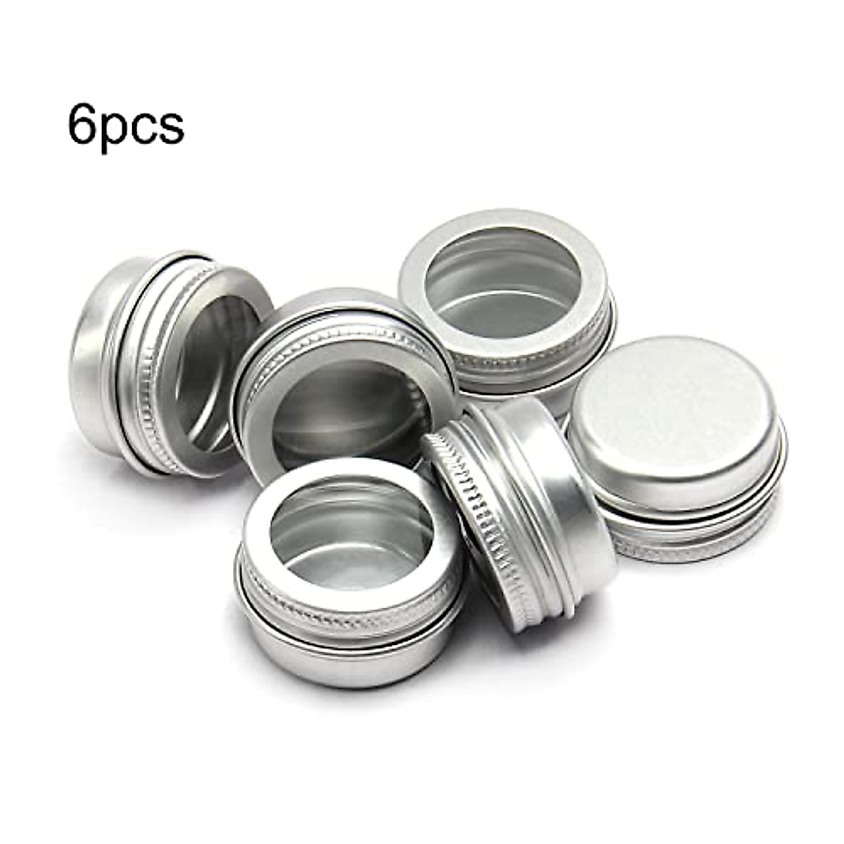 Othmro 6Pcs 0.2oz Round Metal Tins Aluminum Tin Cans Jar Refillable Containers 5ml Tin Cans Tin Bottles Containers with Screw Lid for Salve Spices Lip Balm Tea Candies Silver 26×15mm