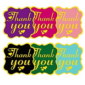 OPG Gold Foil Thank You Stickers, ,2" Round Stickers for Gift, Wedding，Birthday,180pcs Thank You Labels Stickers (Fancy Frame)