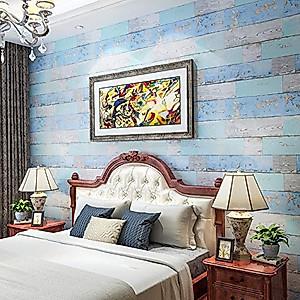 Art3d 17.7"x78.7" Peel and Stick Wallpaper - Decorative Self Adhesive Vinyl Film Wood Grain Wallpaper for Furniture Cabinet Countertop Shelf Paper, Blue Distressed Wood