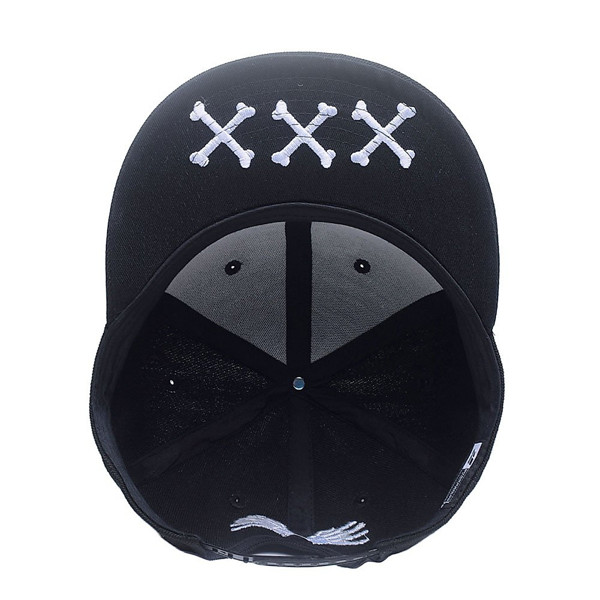 Quanhaigou Cute Skull Zombie and Skeleton Embroidery Snapback Hat, Unisex Adjustable Flat Bill Baseball Cap