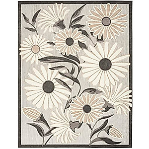 Nourison Aloha Indoor/Outdoor Beige 6' x 9' Area-Rug, Easy-Cleaning, Non Shedding, Bed Room, Living Room, Dining Room, Kitchen, Backyard, Deck, Patio (6x9)