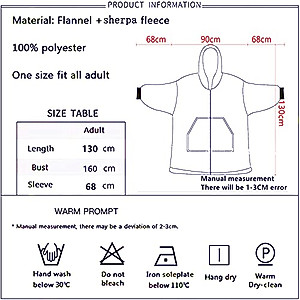 Shellconch Oversized Wearable Blanket Hoodie.Sherpa sweatshirt blanket has hats, zippers suitable men and women as gifts (GREY)