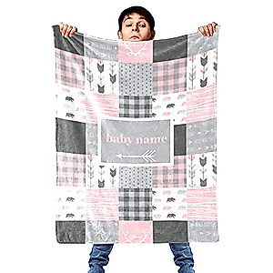 Woodland Baby Blanket For Girls,Baby Girl Blanket,Personalized Baby Blanket With Name,Newborn Swaddle Blanket Baby Girl,Custom Pink Throw Blanket,Custom Toddler Blanket,Kids Outdoor Blanket.50×60