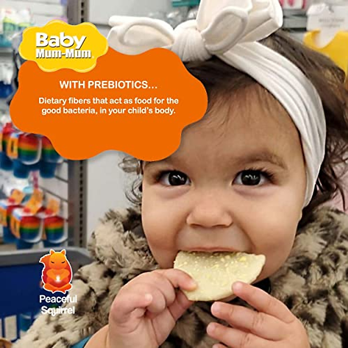 Peaceful Squirrel Variety, Hot-Kid Baby Mum-Mum Rice Rusks Variety Pack of 6 (Organic Original, Banana, Vegetables, Apple & Pumpkin, Carrot & Sweet Potato, Blueberry & Goji) - 1.76 Ounce