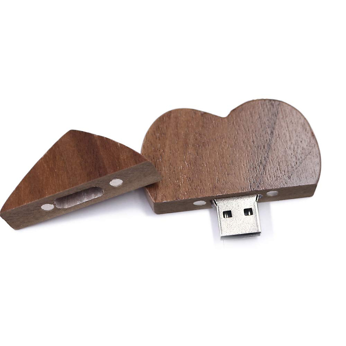 YOOGO Wooden Heart Shape USB Flash Drive USB Memory Stick Thumb Drivers 32GB 2.0 High Speed with Matching Box for Novelty Wedding Gift (32GB, Walnut)