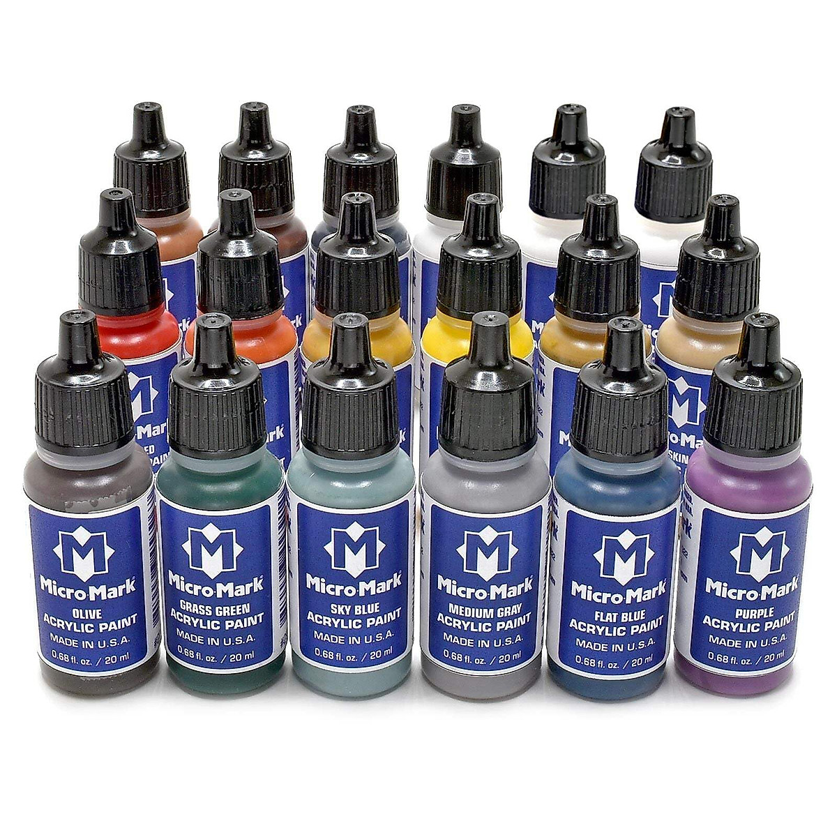 Micro-Mark Basic Color Model Paint Set - Versatile Paint Set for Models, Miniatures, Game Figures, Canvas, and Crafts