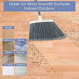 Aifacay Heavy Duty Broom, Outdoor Indoor Broom Home Kitchen Lobby Commercial Broom for Sweeping 56 Inch Long Handle Angle Broom with Flagged Stiff Bristles