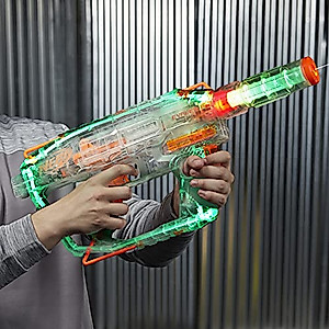Nerf Modulus Ghost Ops Evader Motorized Blaster - Light-Up See-Through Blaster and Barrel Extension, Includes 12 Official Elite Darts (Amazon Exclusive)