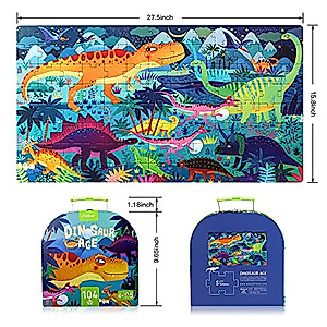 YOGEON Puzzles for Kids Ages 4-8, 3-5,100 Piece Dinosaur Puzzles for Toddler 4-6,Floor Puzzle Age 5-7 Children Learning Preschool Educational Puzzles Toys for Boys and Girls