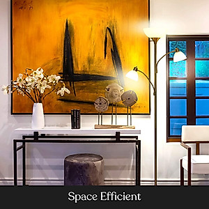 Brightech Sky Dome Double LED Floor lamp, Torchiere Super Bright Floor Lamp with 2 Reading Lamps for Living Rooms & Offices - Dimmable Tall Standing Lamp for Bedroom Reading - Tall Brass Pole