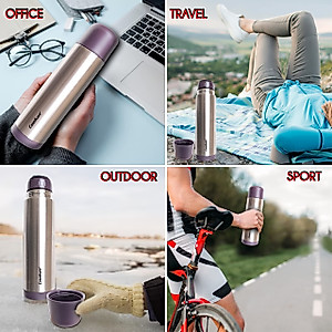 COOKER Double Insulated Thermos, Stainless Steel Thermos for Hot Drinks with Cup, 25 Oz Bpa Free Leakproof Thermos for Tea, Hot & Cold up to 24 Hours