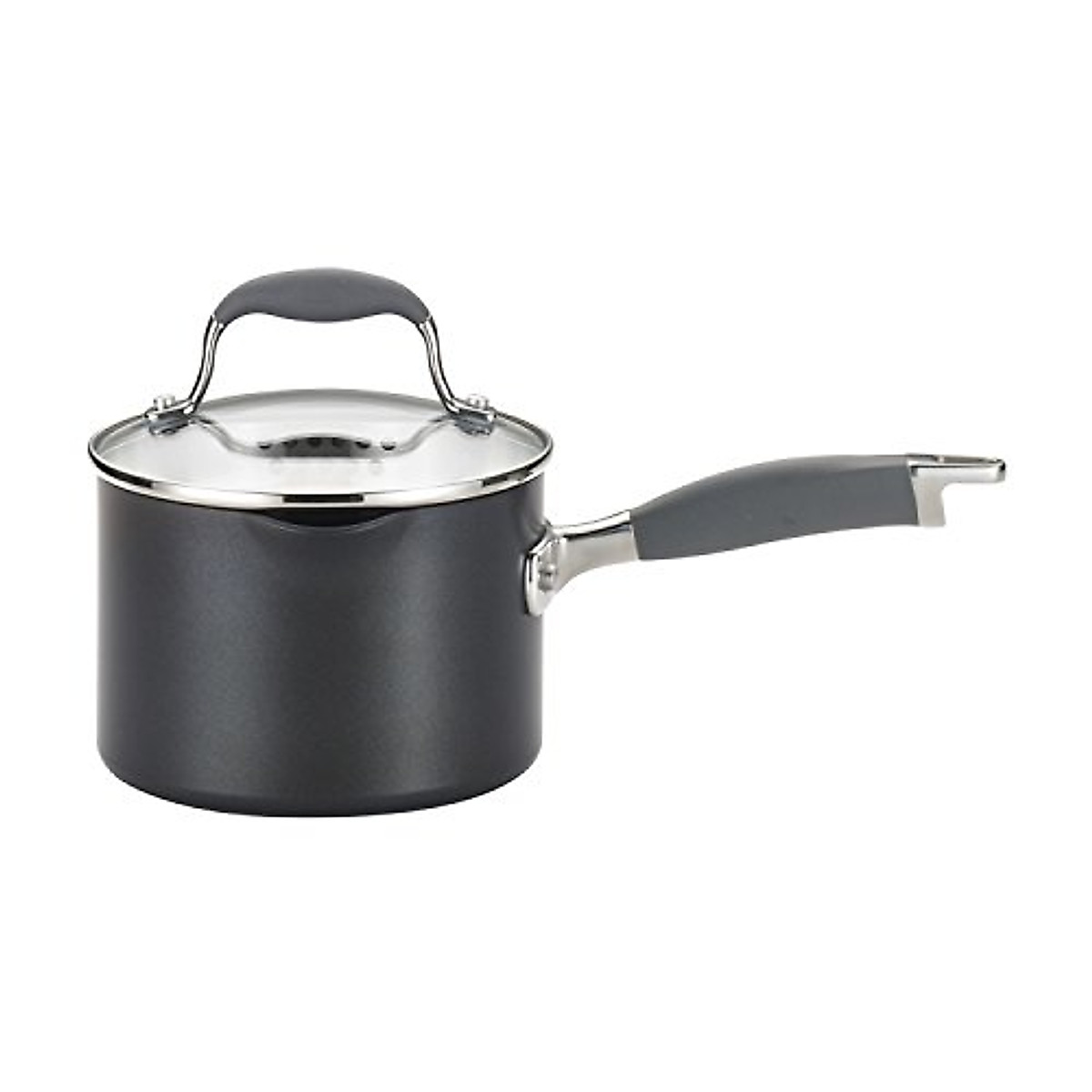 Anolon Advanced Hard Anodized Nonstick Sauce Pan/Saucepan with Straining and Lid, 2 Quart, Graphite